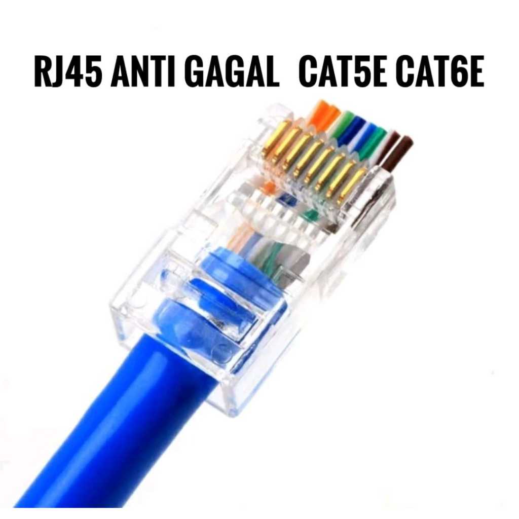 Jual Konektor Anti Gagal Rj45 Utp Cat5e Cat6e Harga Satuan | Shopee ...