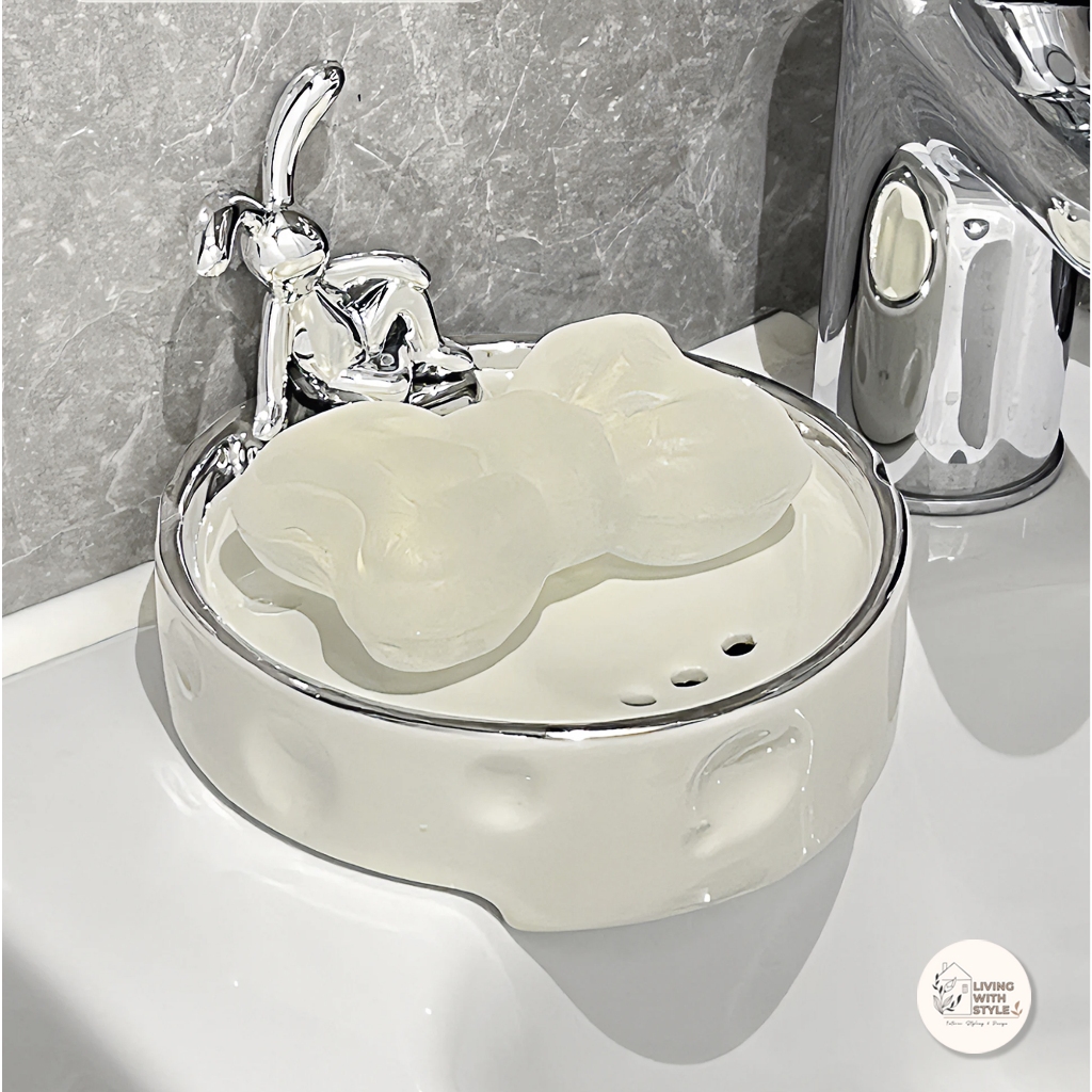 Jual Living With Style - Rabbit Edition Soap Dish Tray Ceramic Silver ...