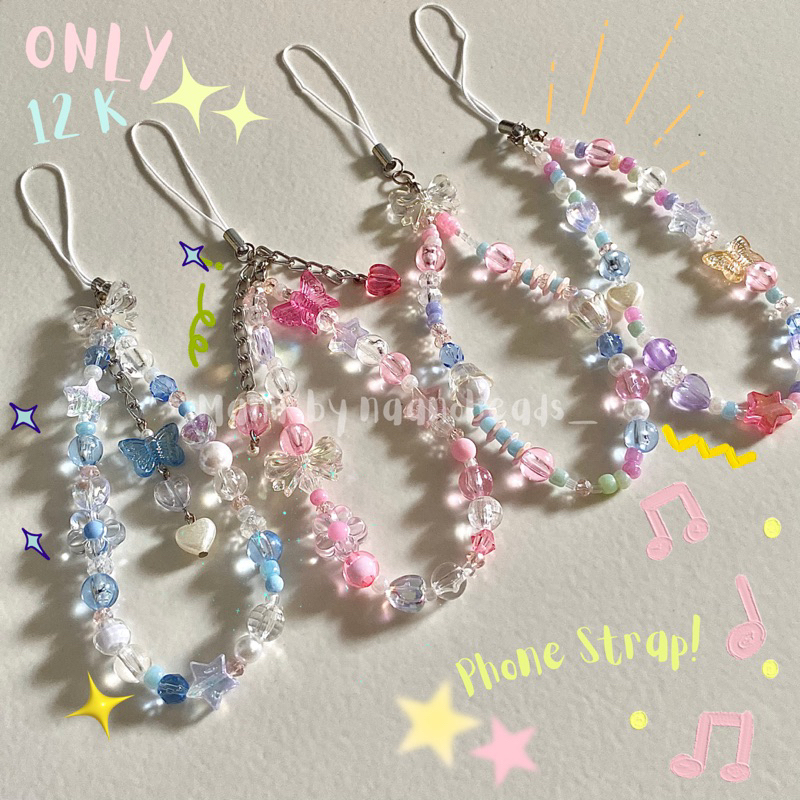 Jual Phone strap handphone/ gantungan hp pita bunga love pink/ beads ...
