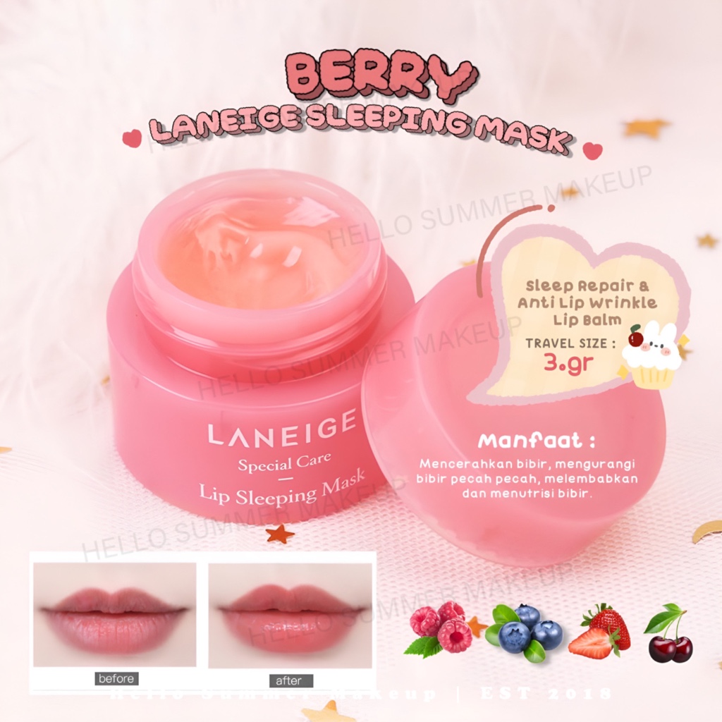 Jual [FREE SPATULA] Laneige Lip Sleeping Mask 3gr Masker Bibir Malam ...