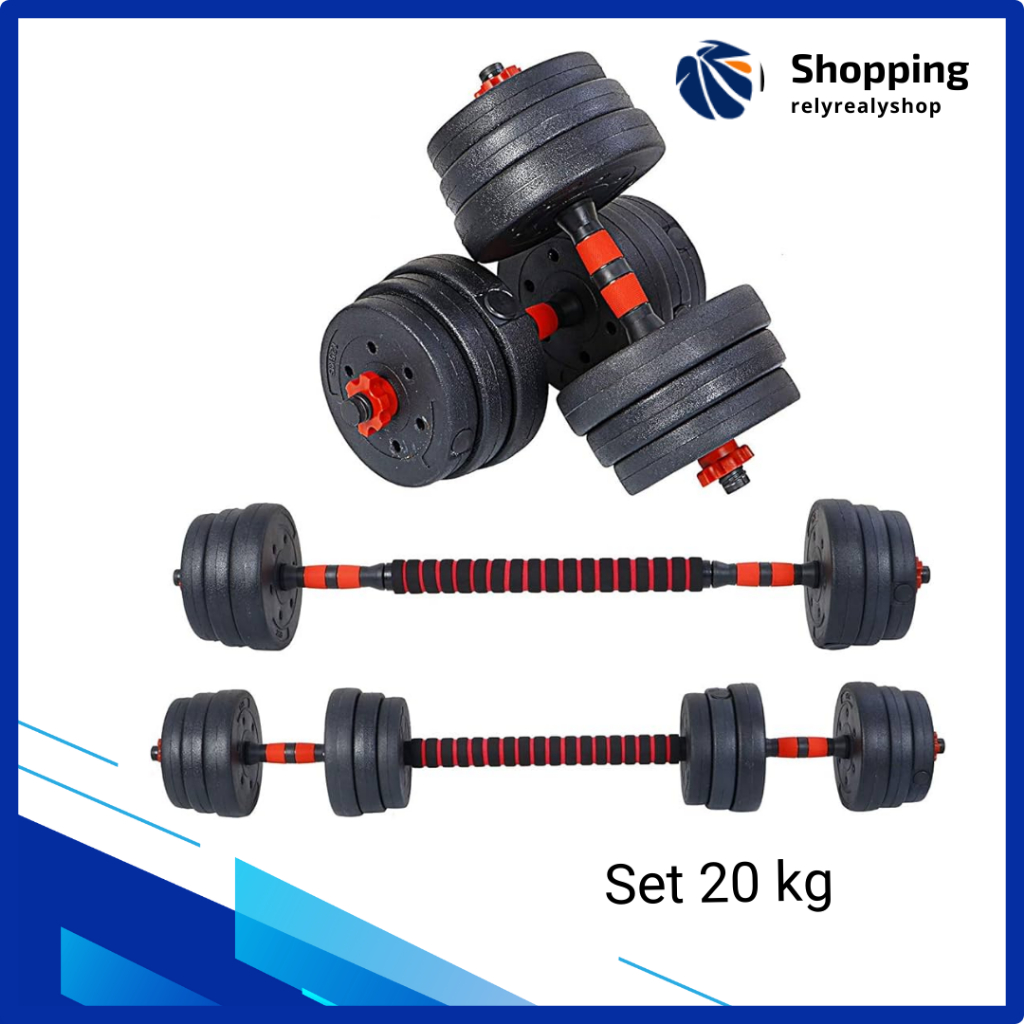 Jual Barbel set 20KG dumbell pvc alat fitness dumbell set pvc ORIGINAL IMPORT | Shopee Indonesia