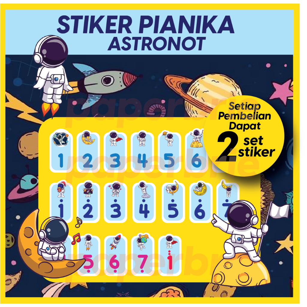 Jual [ Dapat 2 SET ] Stiker pianika ASTRONOT sticker pianika not piano ...