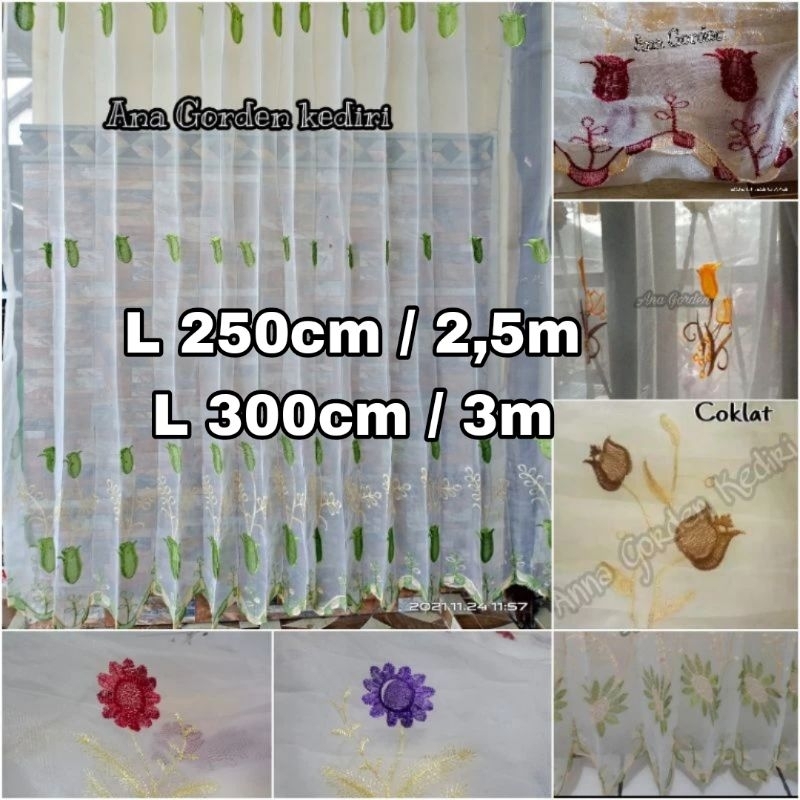Jual Vitrage Bordil lebar 1m, 1,5m, 2m, 3m/ vitrace Bahan sifon/ vitras ...