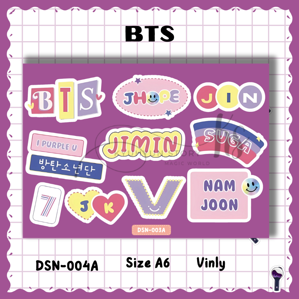 Jual Sticker Bts Nama Kpop Logo Aesthetic Stiker Army Jurnaling Deco ...