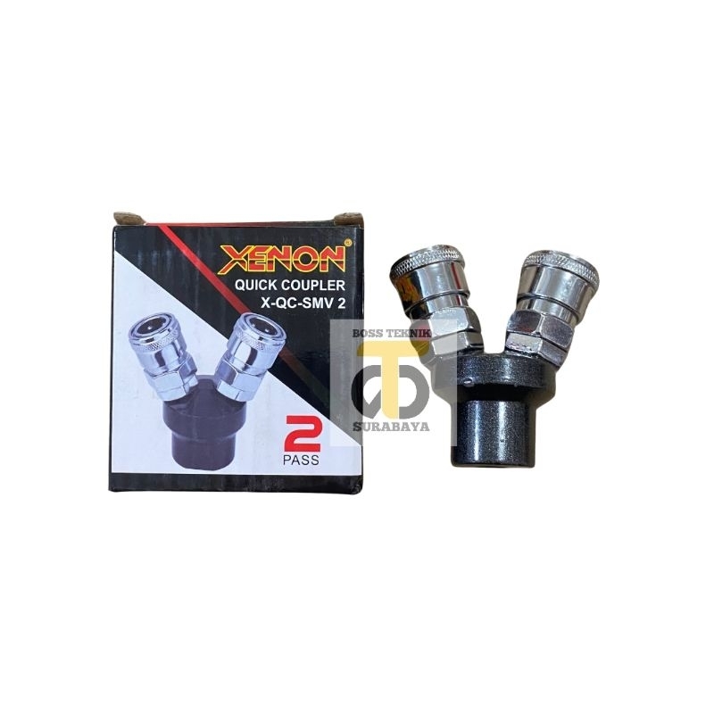 Jual Quick coupler xenon 2 way nepple selang mesin kompresor 2 cabang 1 ...