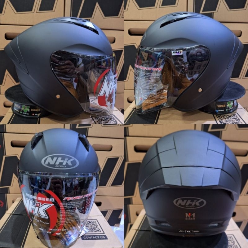 Jual HELM HALF FACE NHK N1 MAX SOLID BLACK DOFT SNI DOT NHK ORIGINAL ...