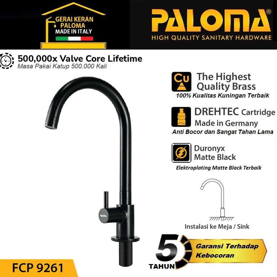Jual Kran Angsa Cuci Piring Wastafel Sink Hitam PALOMA FCP 9261 Kran ...