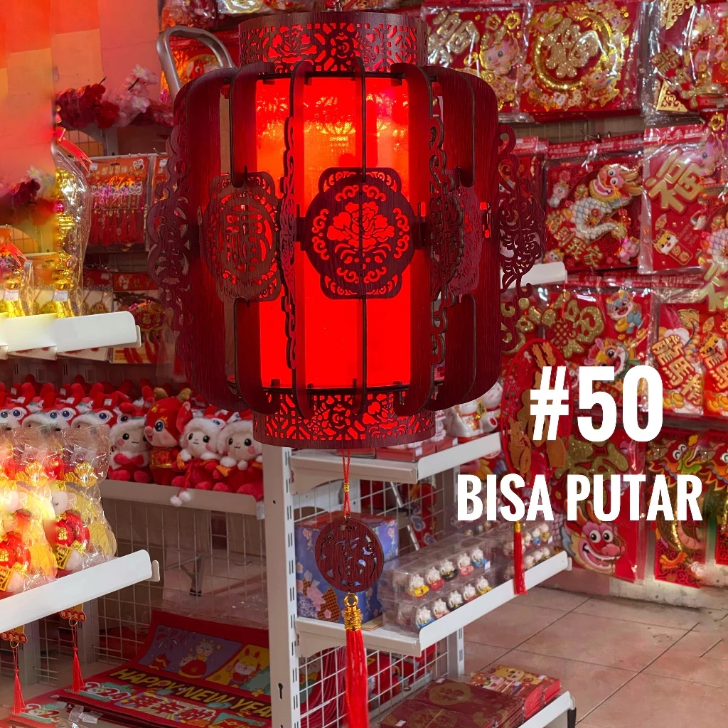 Jual Lampion Lampu Imlek Besar Listrik LED Bisa Putar 360 Derajat / Red ...
