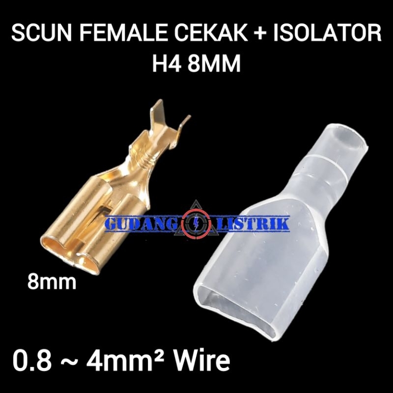 Jual Scun Skun Female Betina Cekak Kuningan 8mm Plus Isolator H4 Brass ...