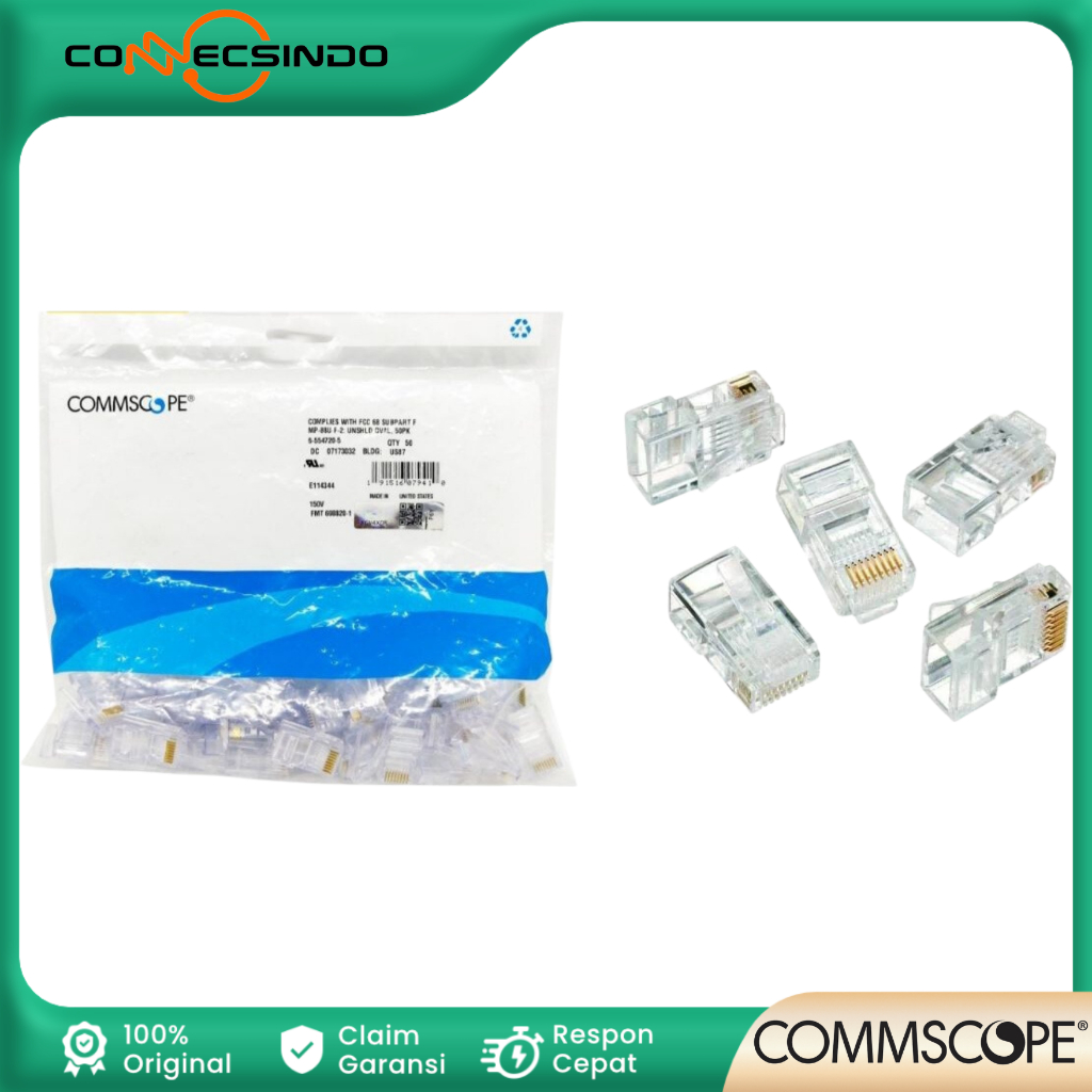 Jual KONEKTOR AMP RJ45 ORIGINAL CAT 5 COMSCOPE UTP | Shopee Indonesia