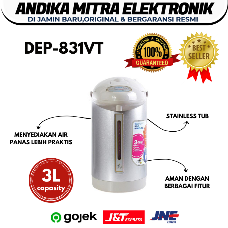 Jual TERMOS LISTRIK ELECTROPOT DENPOO 3 LITER DEP 831 600 WATT | Shopee ...