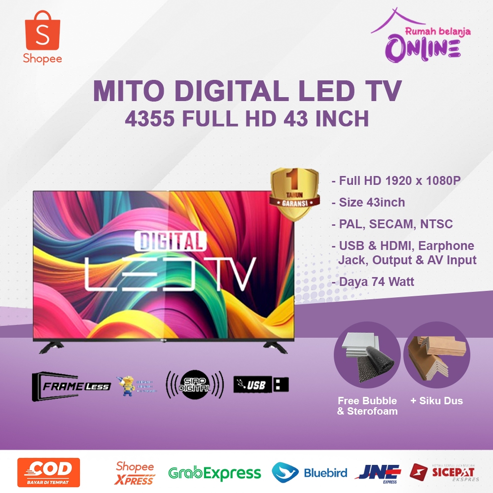 Jual MITO Digital LED TV 4355 Full HD 43 Inch (FREE BRUCKET) TV DIGITAL ...