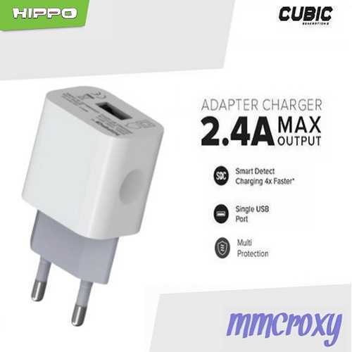 Jual Hippo Cubic Gen 2 Adaptor Charger 2.4A 1 Port Smart Detect Charging - Putih | Shopee Indonesia