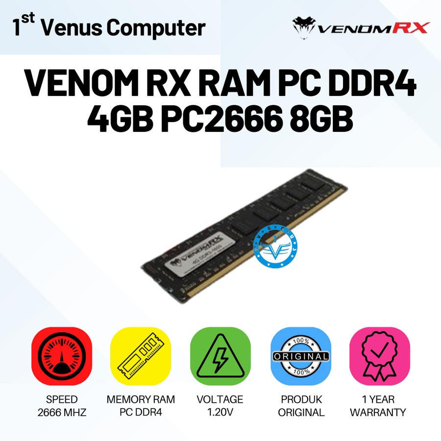 Jual RAM VENOM RX 4GB DDR4 PC2666 UDIMM DDR/MEMORY / MEMORY PC VENOM RX ...
