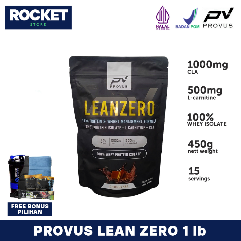 Jual PROVUS Lean Zero 1 lb 450 gram Whey Protein Isolate + Fat Burner ...