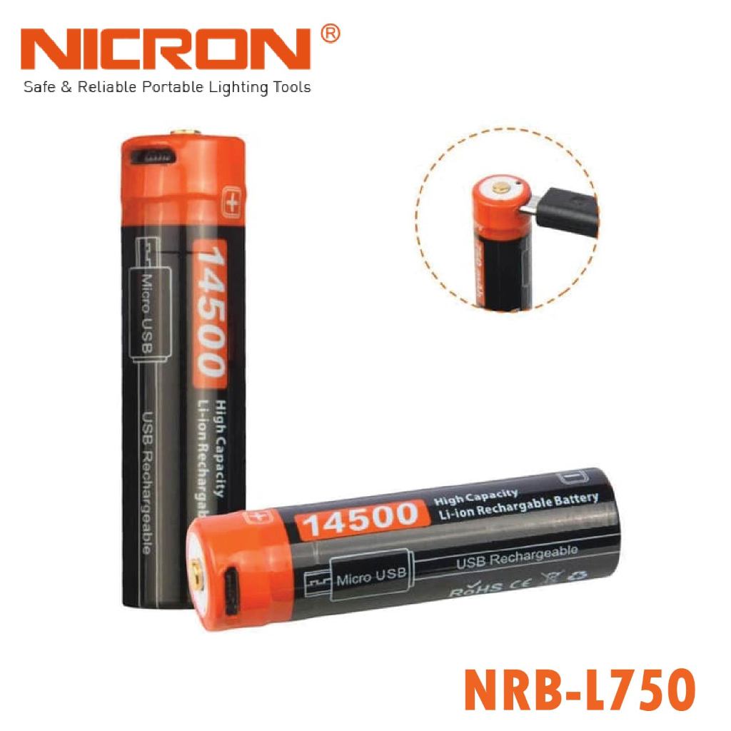 Jual Nicron Battery Nrb-L750 Rechargeable USB-Hole 14500 Li-ion ...
