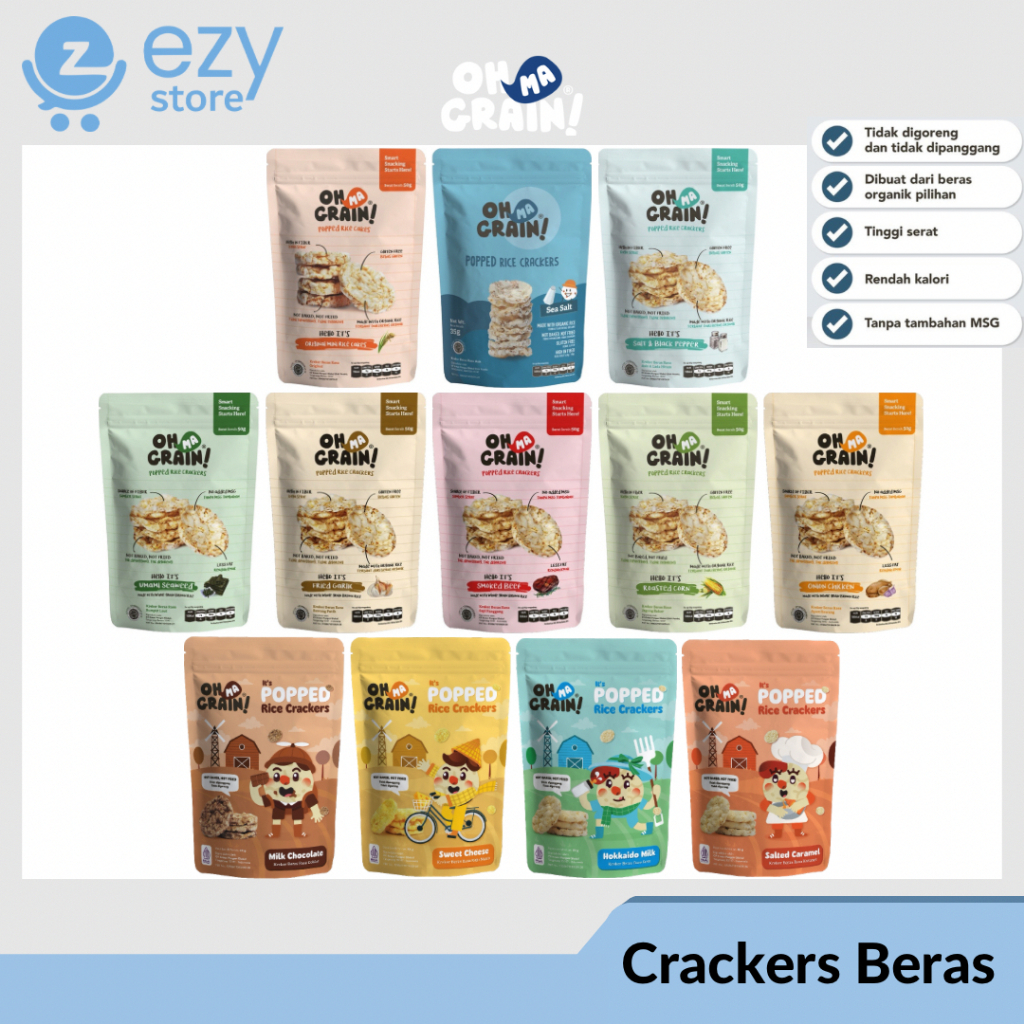 Jual Oh Ma Grain Rice Crackers / Snack Beras / Krakers Beras / Cemilan ...