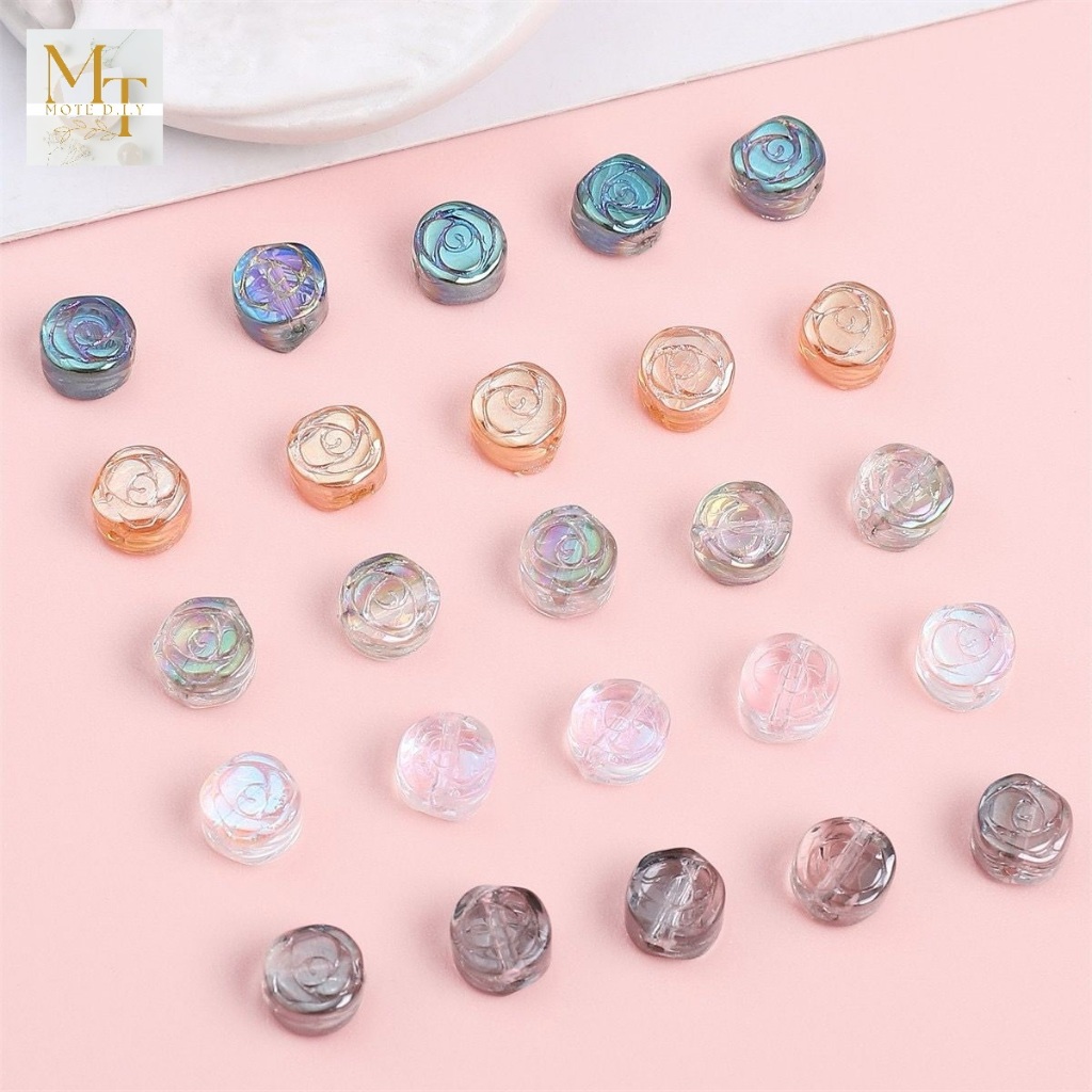 Jual MOTEDIY - [216] 10pc Manik Manik Kaca Motif Bunga Rose | Shopee ...