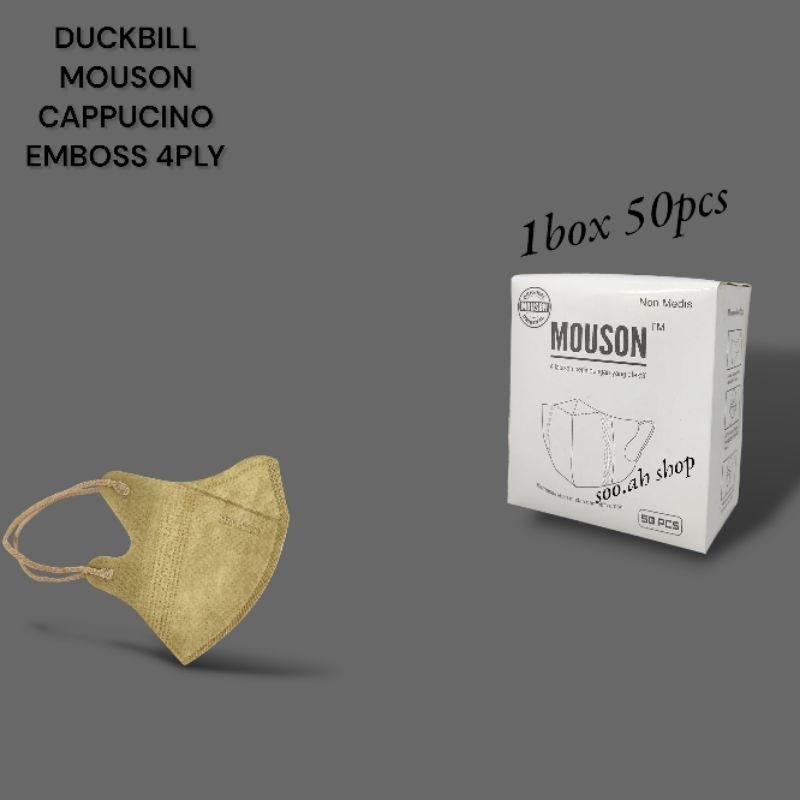 Jual Masker Duckbil MOUSON, 4PLY White Black Emboss 1Box isi 50pcs ...