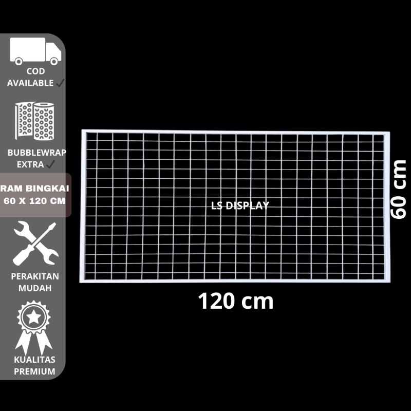Jual RAM BINGKAI Dinding 120x60 cm Rak Aksesories Rak Besi Ram MUNDO uk ...