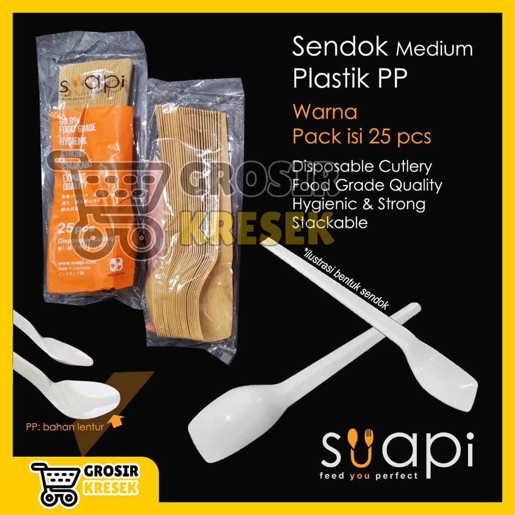 Jual [DISC] T183 Sendok Makan Medium PP SUAPI Warna Coklat Cokelat 25 ...