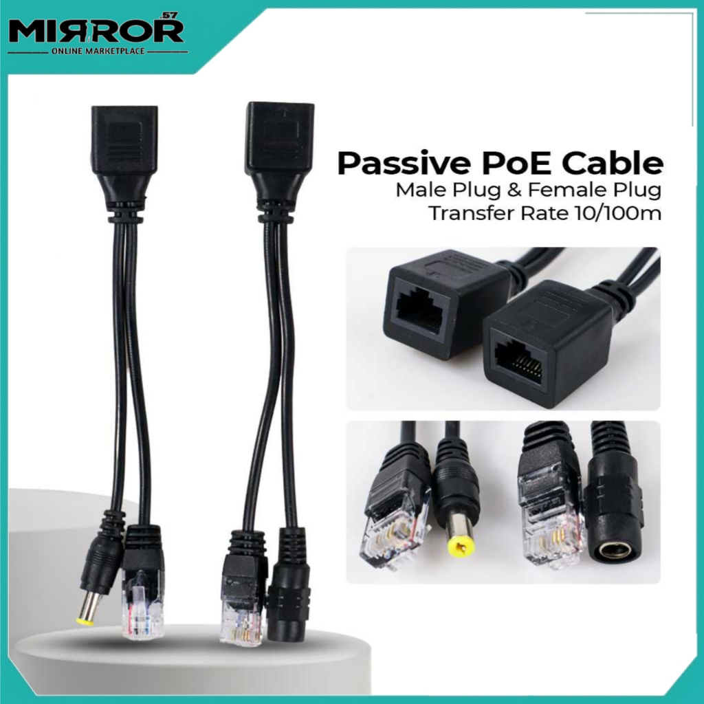 Jual Passive PoE Power Over Ethernet Cable with Male Female Power Plug ...