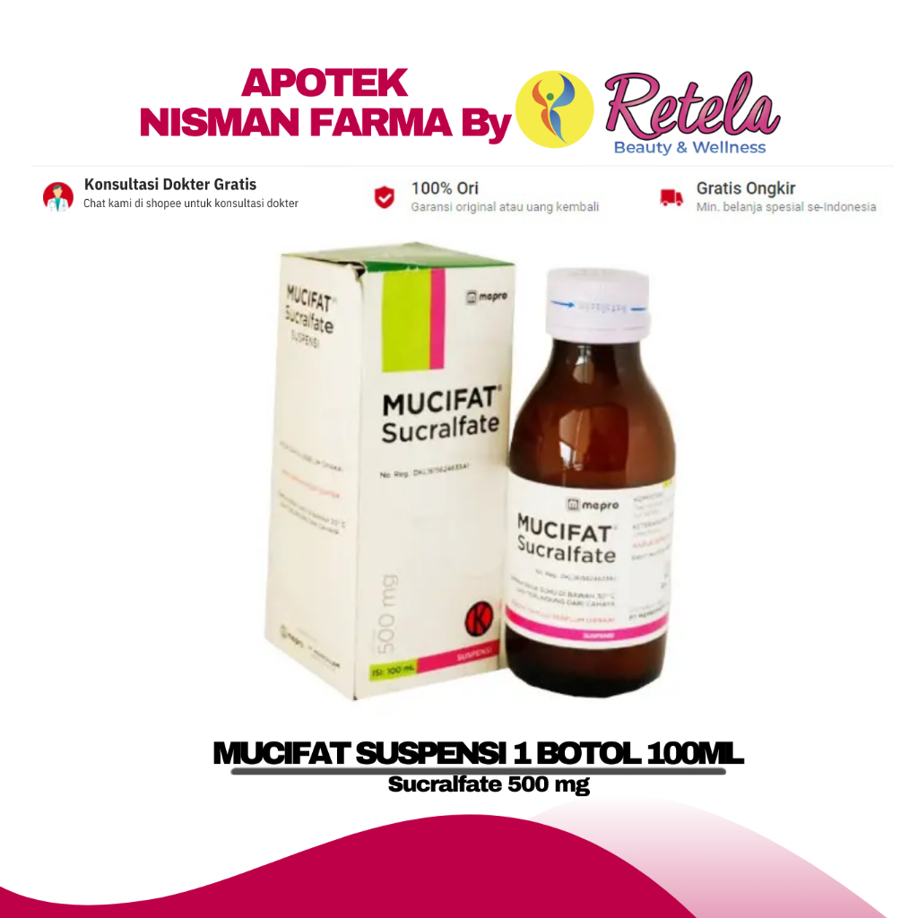 Jual MUCIFAT SUSPENSI 1 BOTOL 100ML ( SUCRALFATE 500 MG ) | Shopee ...