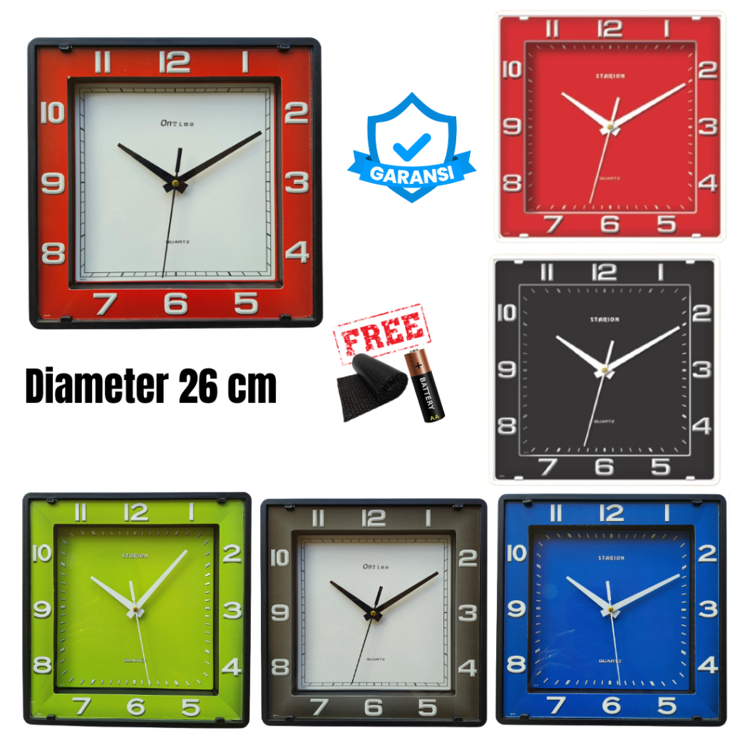 Jual Jam Dinding ONTIME 426 Series Kotak Persegi Diameter 26cm Polos ...