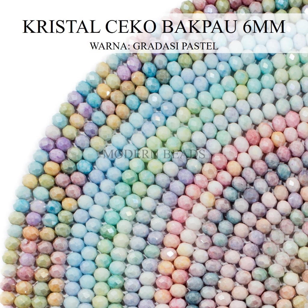 Jual 6mm - Manik Kristal Ceko Bakpau Gradasi Pastel / Bakpao / Bulat ...
