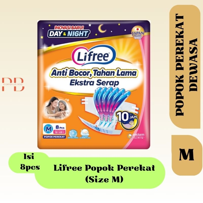 Jual LIFREE POPOK DEWASA DIAPERS TIPE PEREKAT UKURAN M ISI 8 | Shopee Indonesia