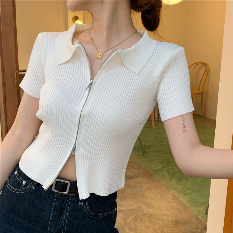 Jual DOUBLE ZIPPER KNIT TOP-K051 | Shopee Indonesia