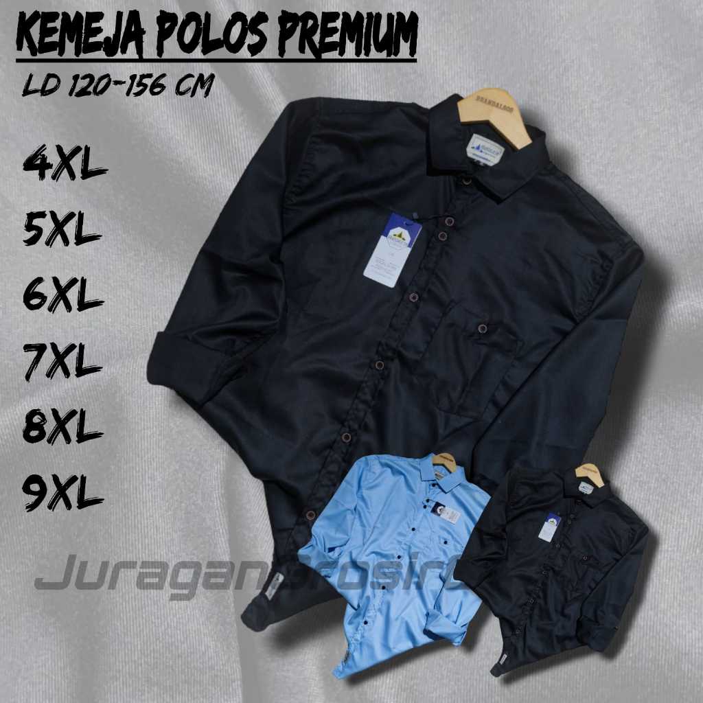 Jual Kemeja Polos Jumbo Lengan Panjang Pria Wanita Bigsize Premium Ld 120 125 130 140 150 Casual ...