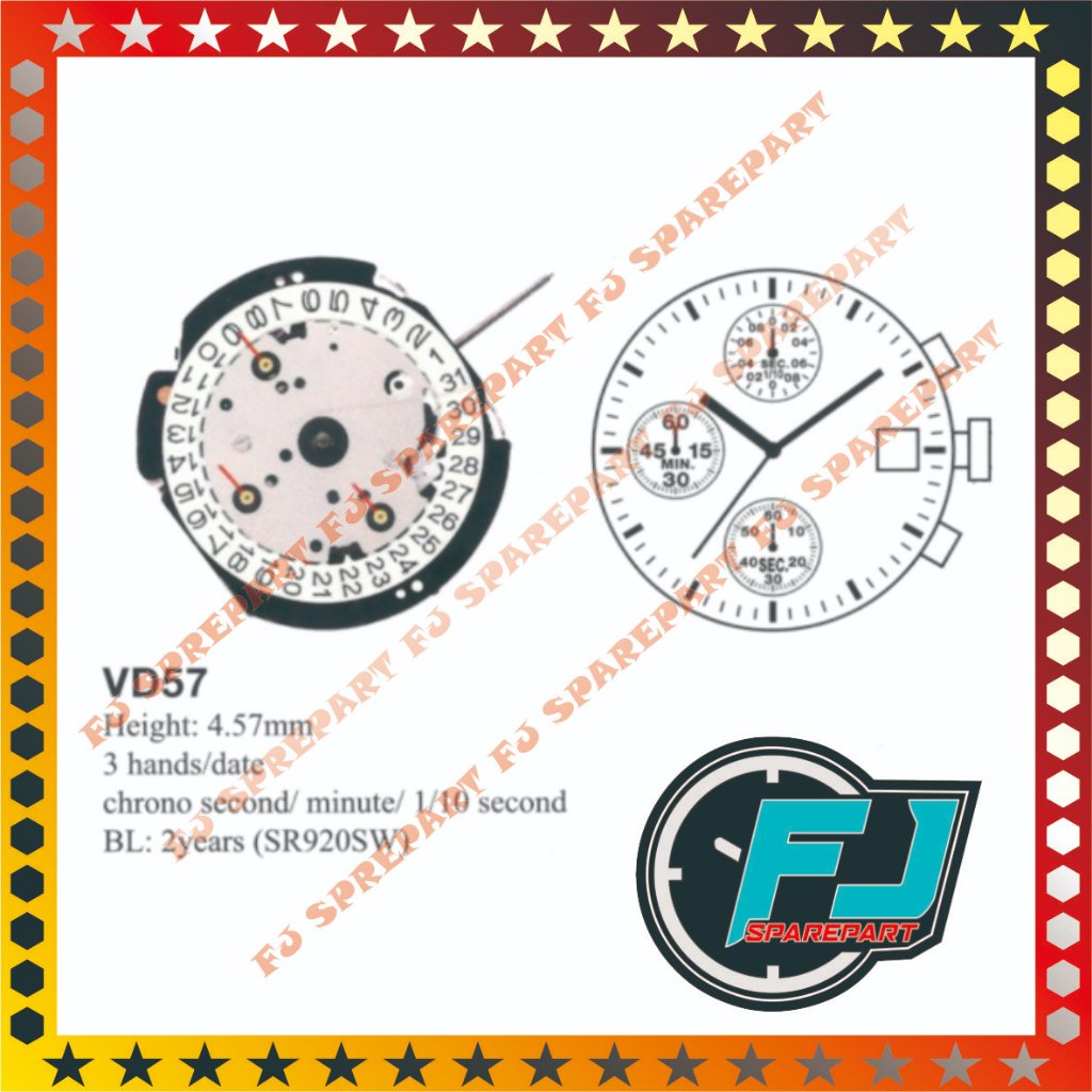 Jual Mesin Jam Tangan VD57B VD 57 B VD57C Chrono Original | Shopee ...