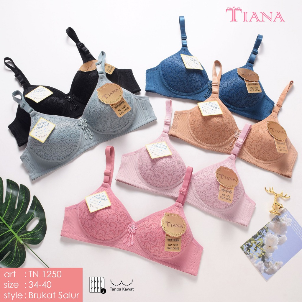 Jual BH Tiana 1250 Uk 34-40 NON KAWAT Cup A Kait 2 Busa Sedang | Shopee ...