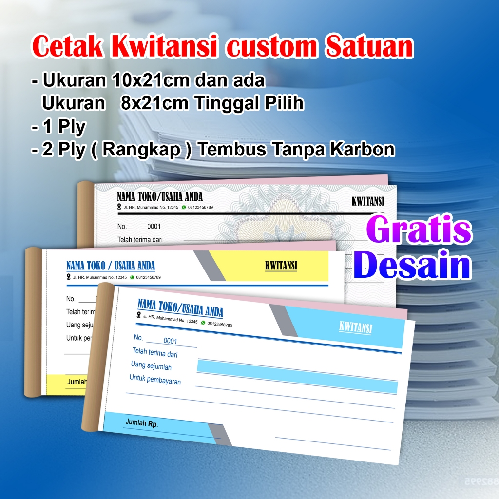 Jual Kwitansi Custom Rangkap 1 dan 2 Ply gratis desain | Shopee Indonesia