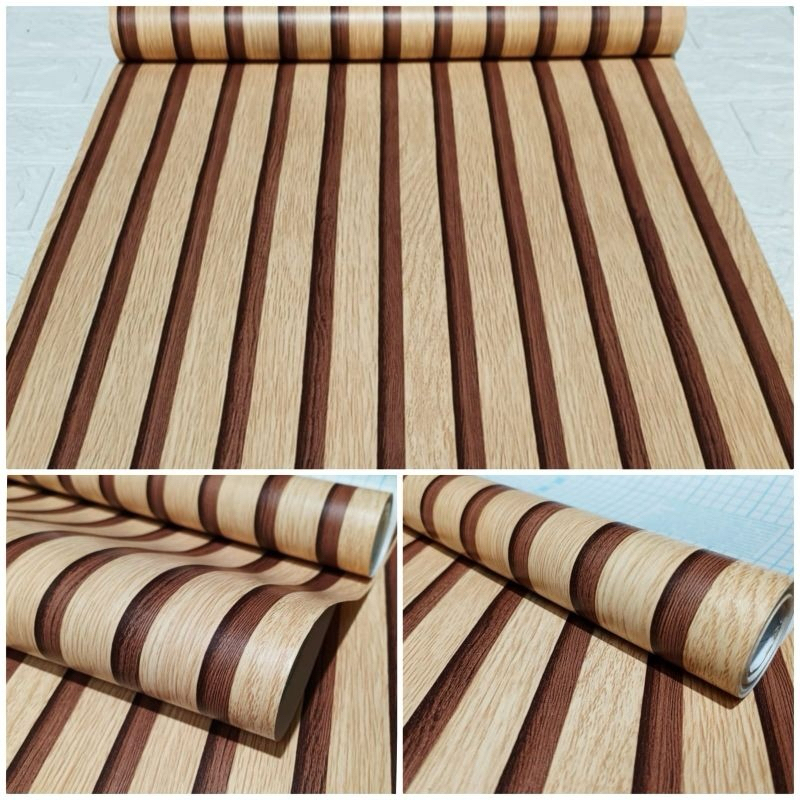 Jual Wallpaper Dinding Kayu Serat Coklat Tua 9m S D 10m X 45cm Shopee