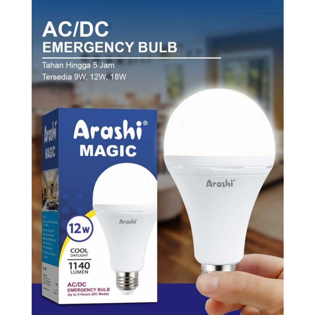Jual Lampu Bohlam Emergency LED Lamp Arashi Magic 12W | Shopee Indonesia