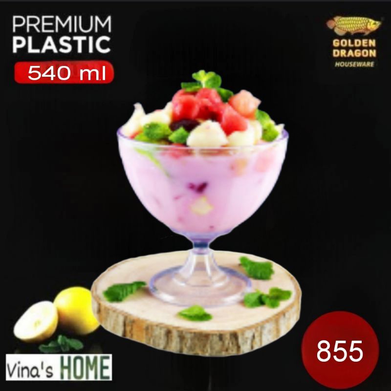 Jual (6 Pcs) Gelas es teler plastik 540 ml - Gelas dessert - Golden ...