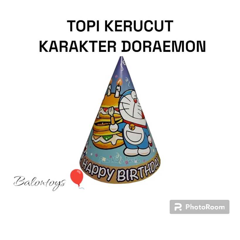 Jual TOPI PESTA BENTUK KERUCUT DORAEMON ADA TALI KARET HARGA 1 PACK ISI ...