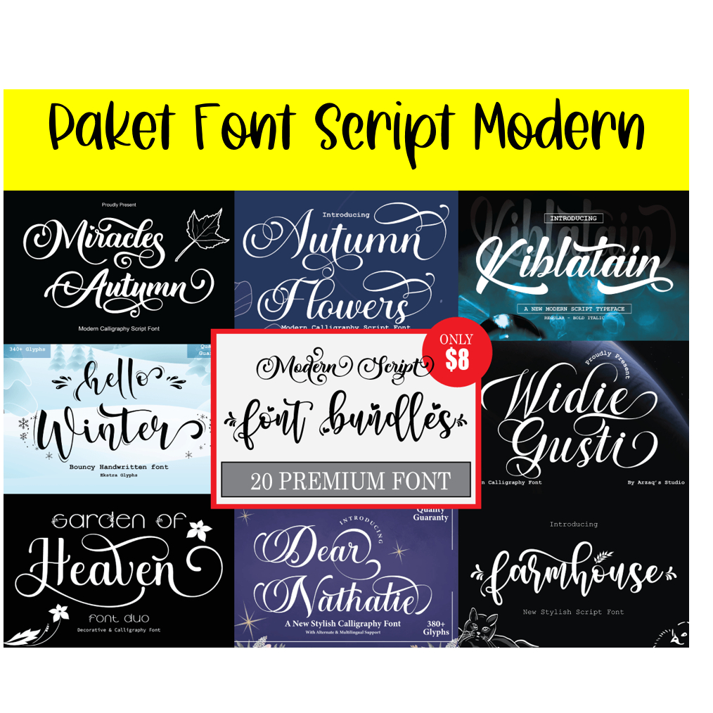 Jual Paket Font Script Modern (20 Fonts) | Shopee Indonesia