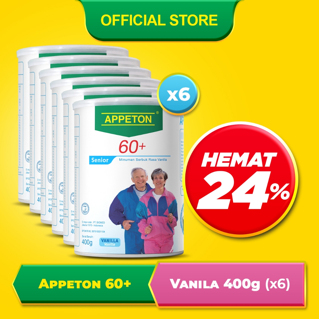 Jual Appeton 60+ Vanilla 400gr SPESIAL PROMO Buy 6 (Bundling 6 Kaleng ...