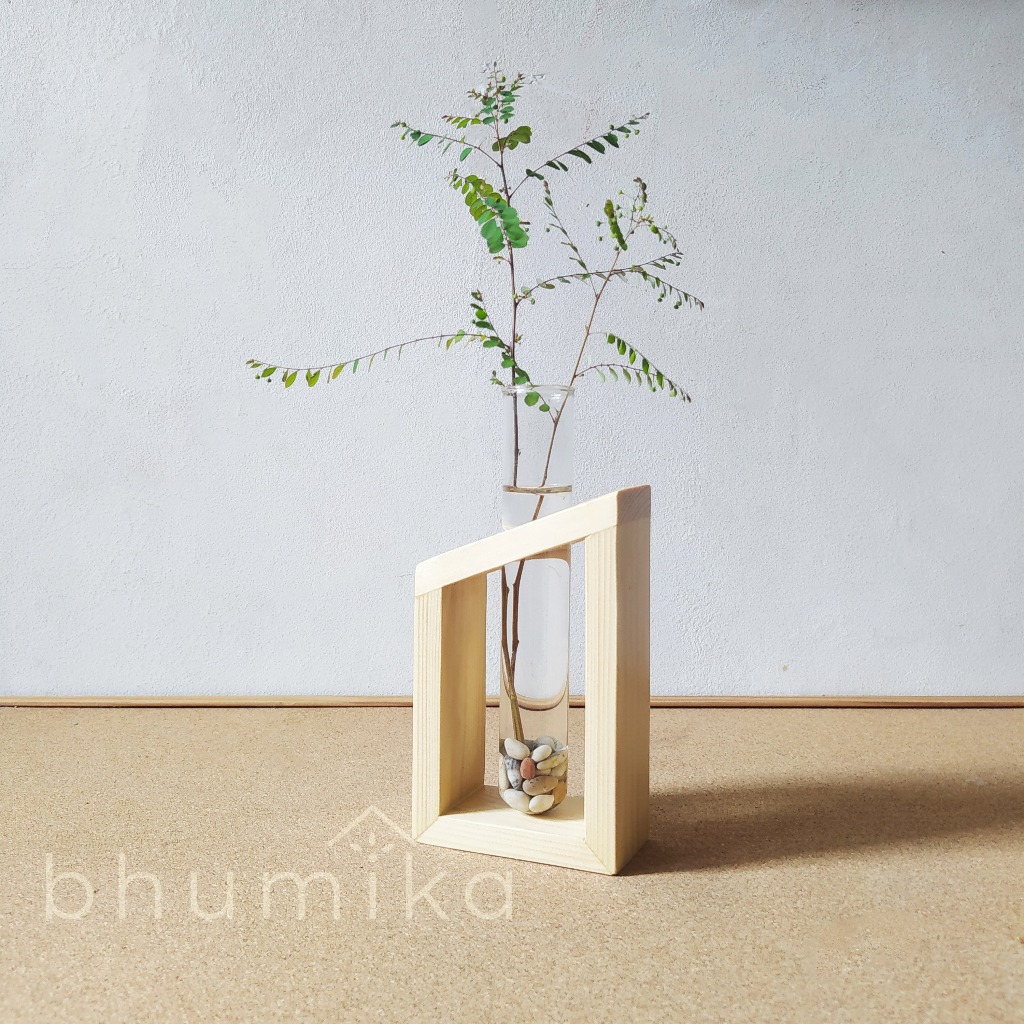 Jual Pot Minimalis / Vas kaca tanaman air/ Vas kayu aesthetic planter ...