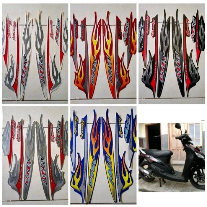 Jual stiker striping motor yamaha mio sporty api 2006 putih merah biru ...