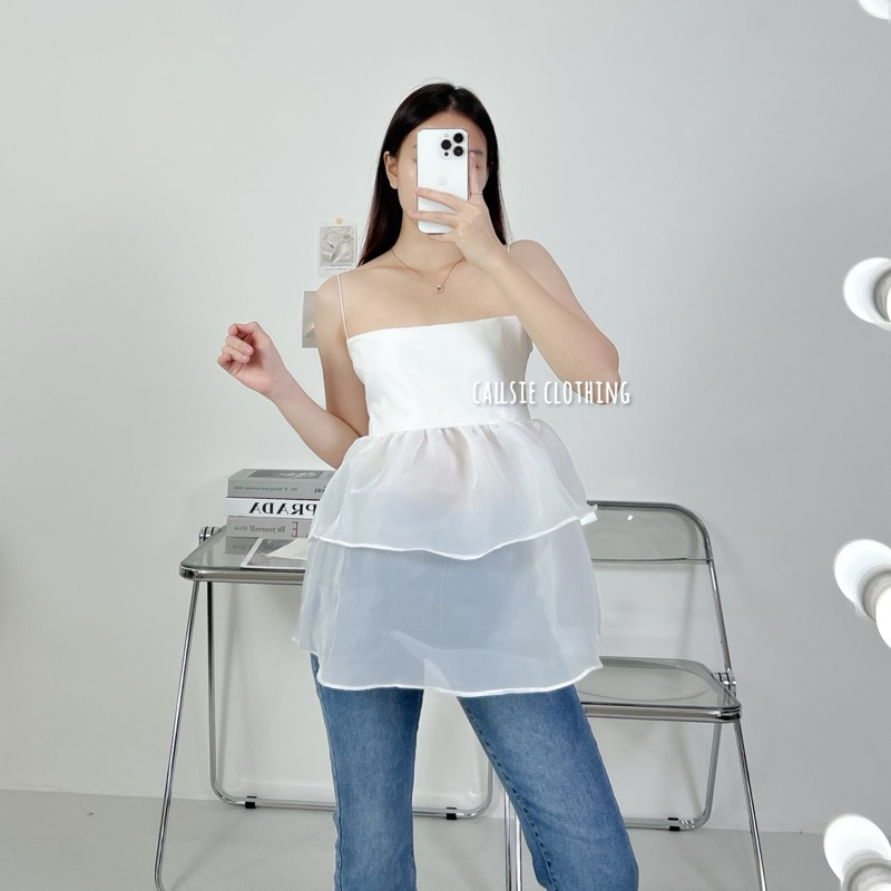 Jual [ callsie ] - VALLARY TOP SATIN ( blouse organza wanita / korean ...