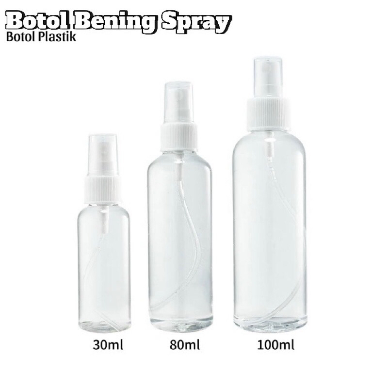 Jual Botol Spray Bening 30ml 80ml 100ml / Botol Plastik Spray / Botol ...