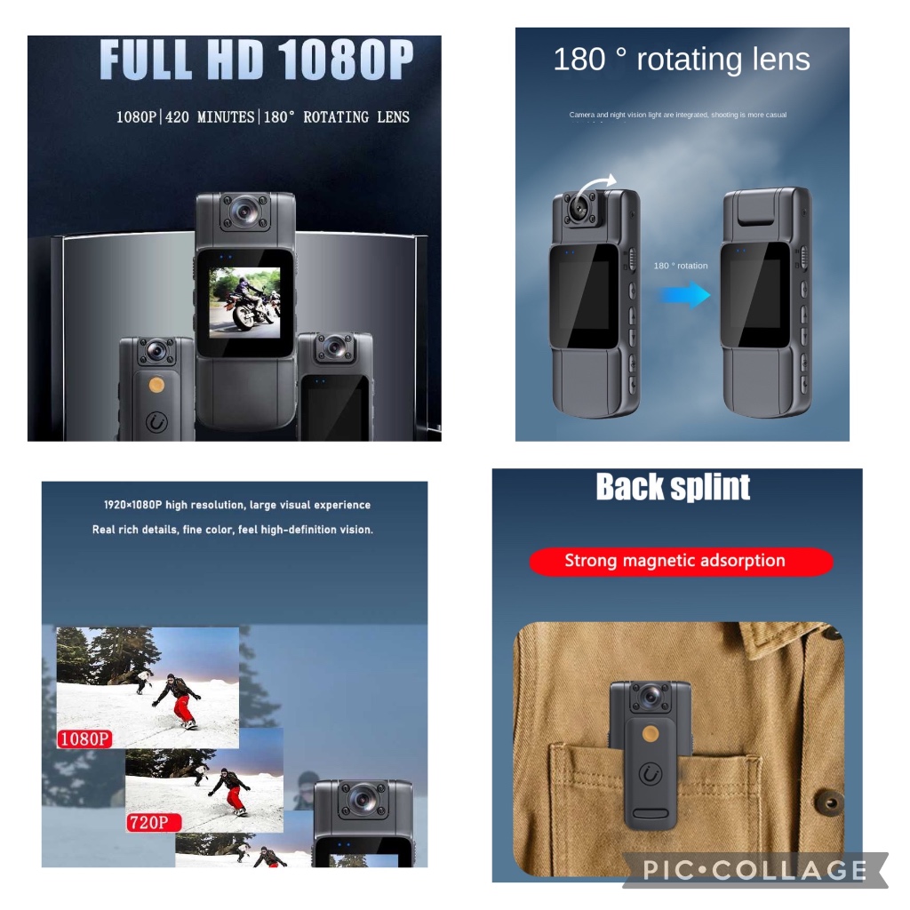 Jual Body cam mini camera full hd 1080p rotating lens battery 1000mah ...