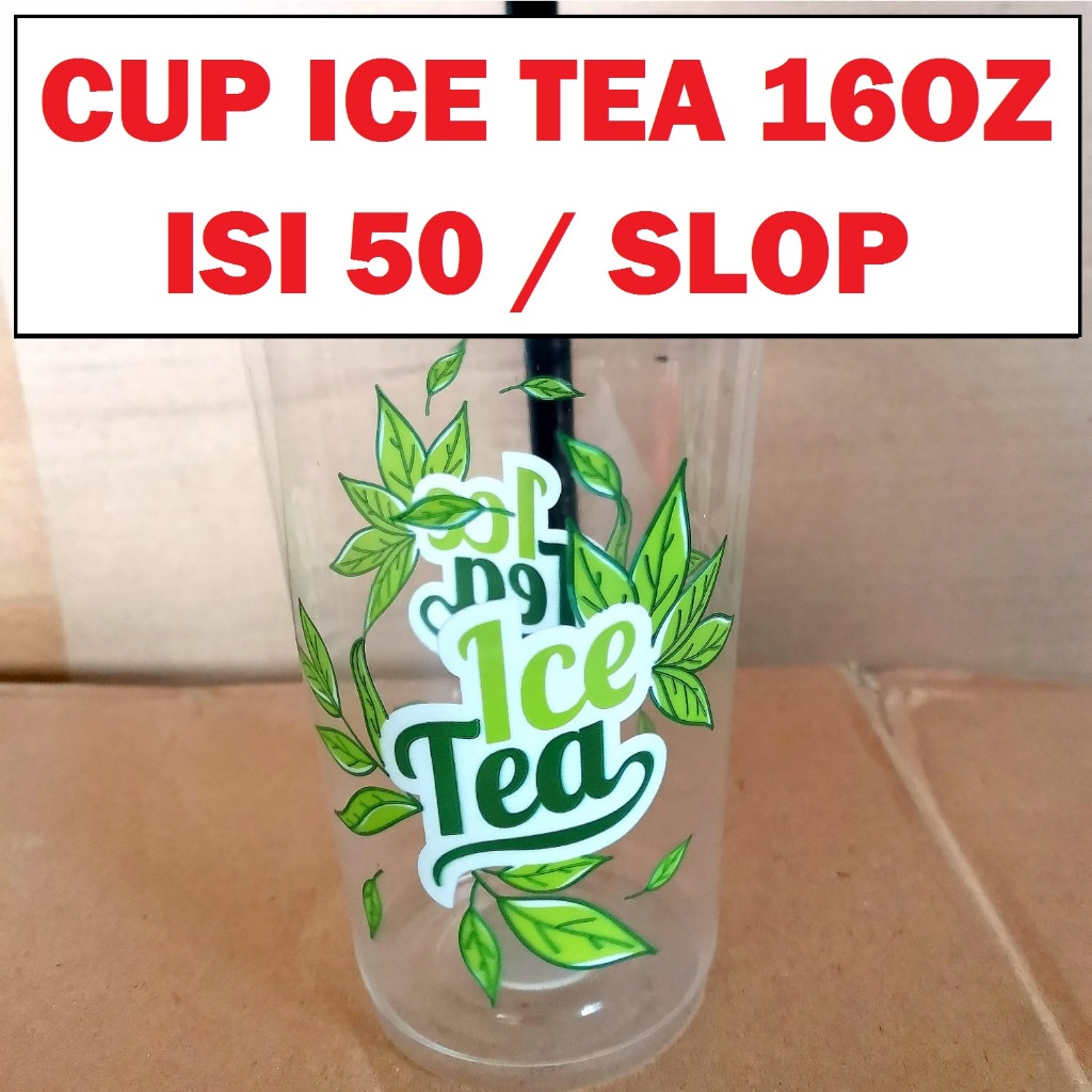 Jual pk- gelas motif ice tea 16oz SLOP 50pcs starindo popice bubble teh ...