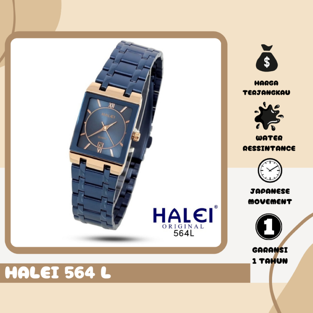 Jual Halei.Watch 564 L - Jam Tangan Wanita Rantai Stainless Steel ...
