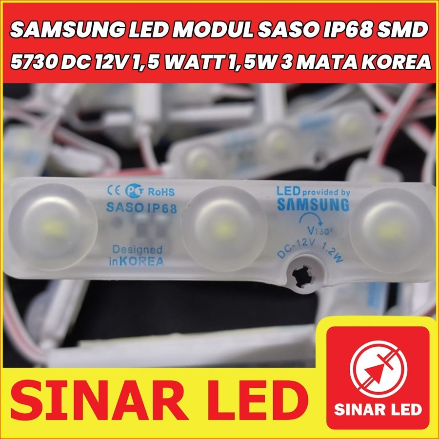 Jual SAMSUNG LED Modul SASO IP68 SMD 5730 DC 12v 1,5 watt 1,5w 3 mata KOREA | Shopee Indonesia