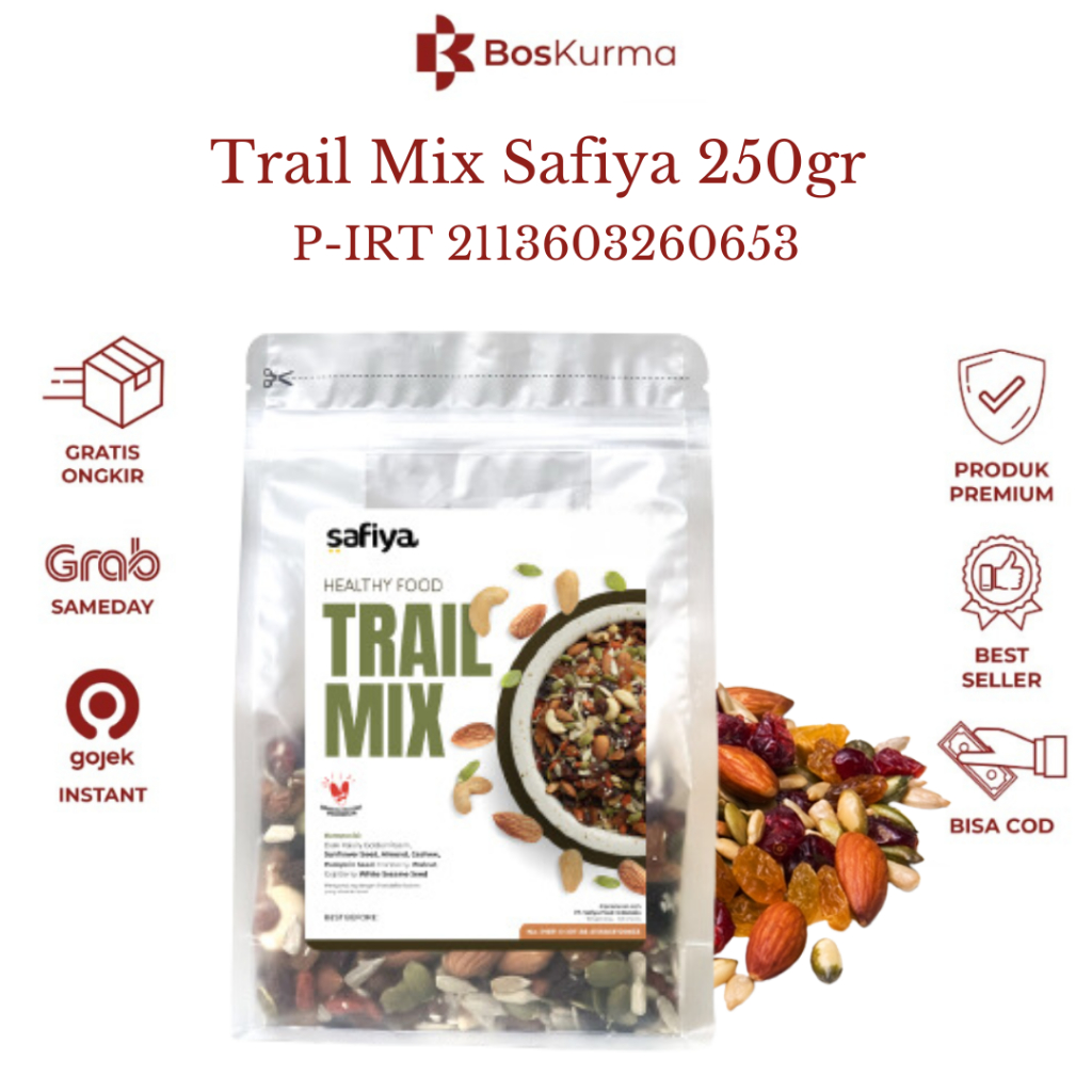 Jual Trail Mix 250 Gram Safiya Healthy Food - Snack Kacang Mix Biji ...